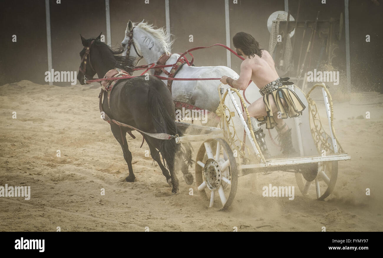 Games of thrones, chariot race in a Roman circus, gladiators and slaves ...