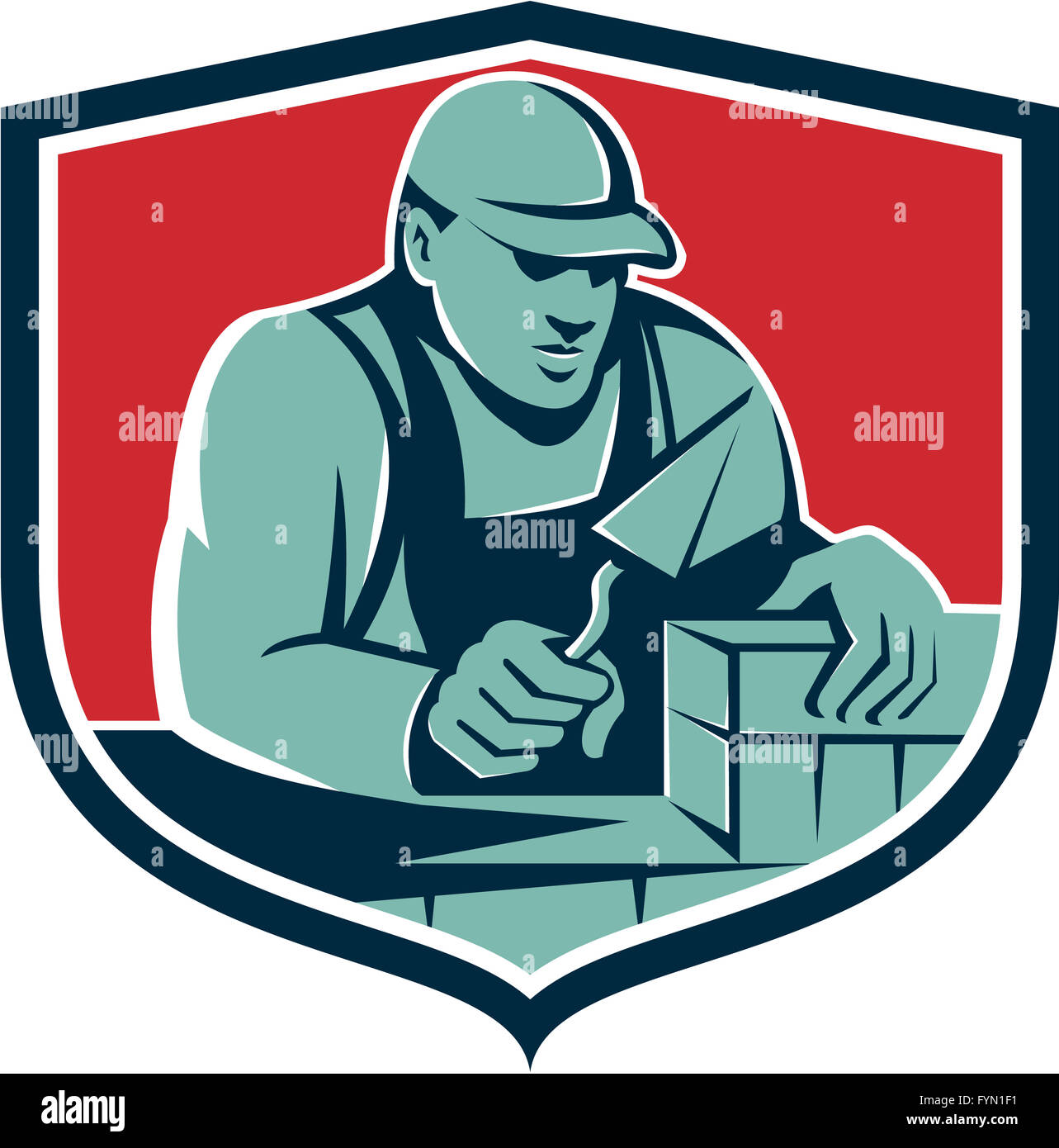 Masonry mason brick shield retro hi-res stock photography and images ...