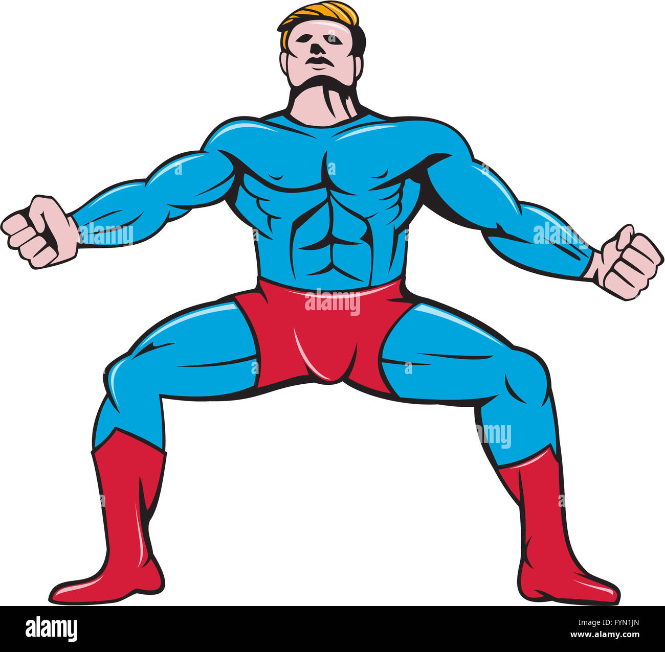 Superhero Squat Front Isolated Cartoon Stock Photo - Alamy
