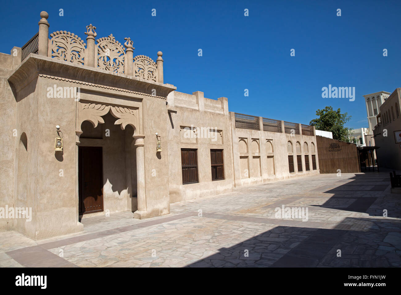 Buildings in the Sikka area, the oldest area, of Dubai UAE Stock Photo ...