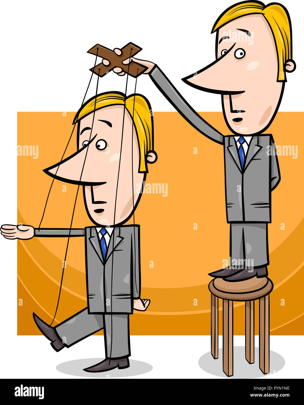 puppet businessman concept cartoon Stock Photo - Alamy