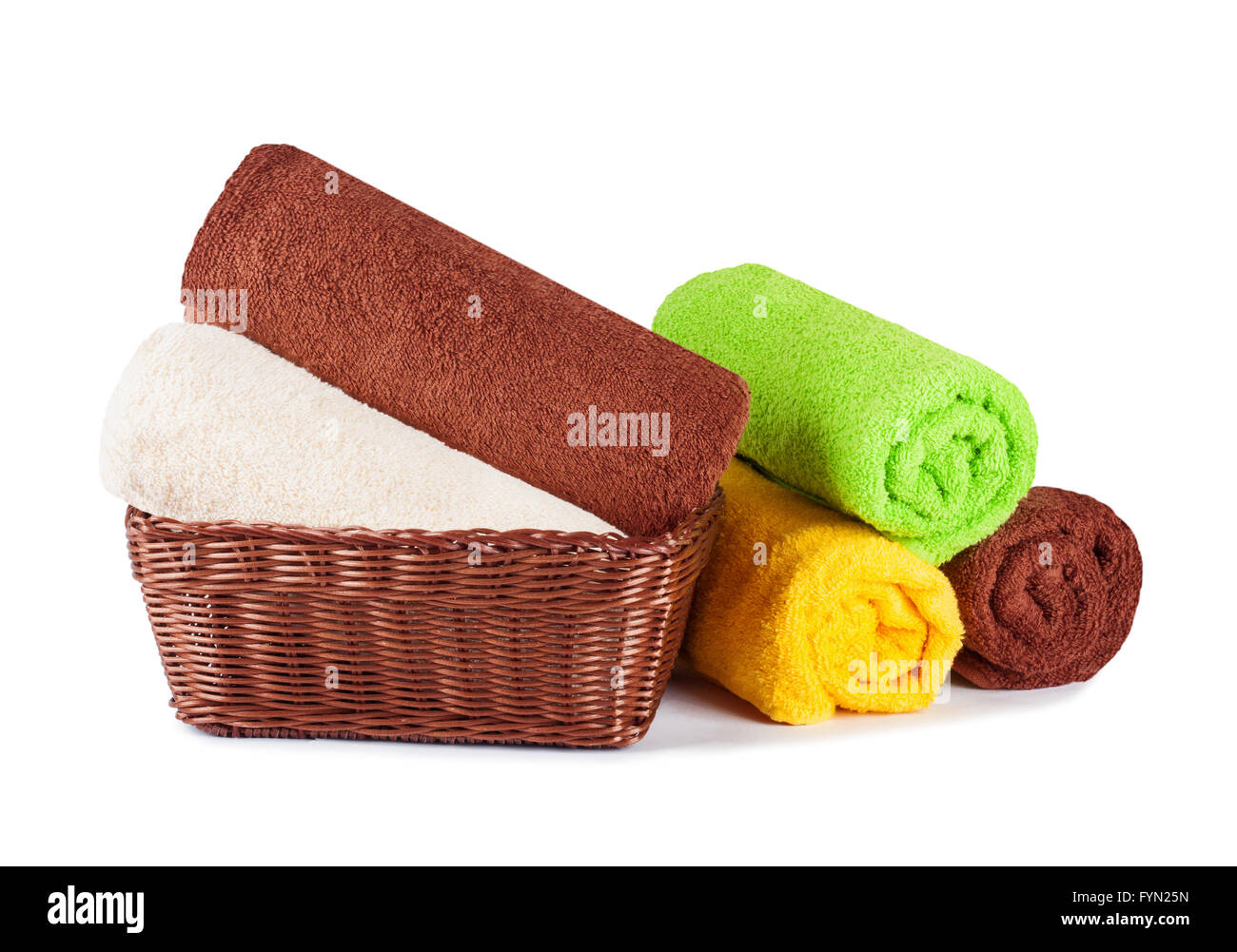 Stack of clean fresh towels isolated Stock Photo - Alamy
