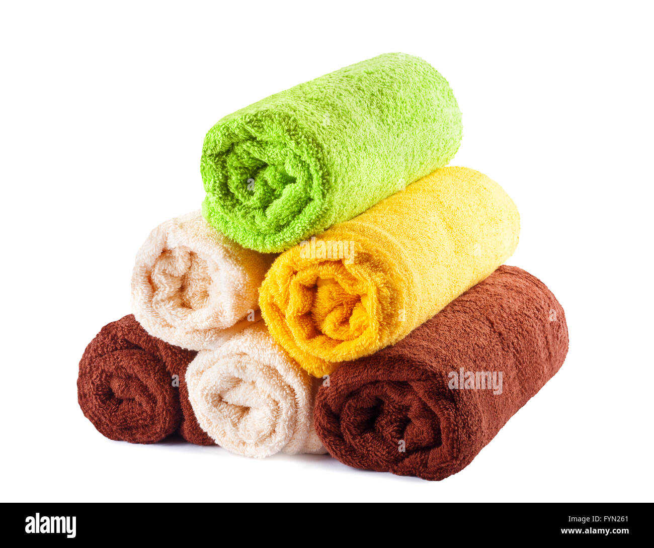 Stack of clean fresh towels isolated Stock Photo - Alamy