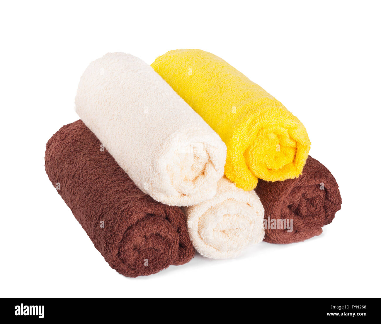 Stack of clean fresh towels isolated Stock Photo - Alamy