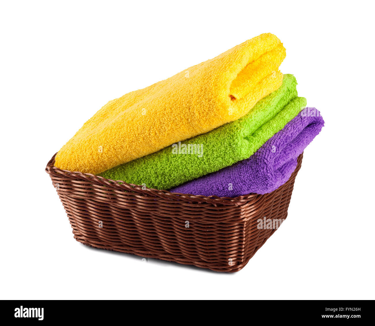 Stack of clean fresh towels isolated Stock Photo - Alamy