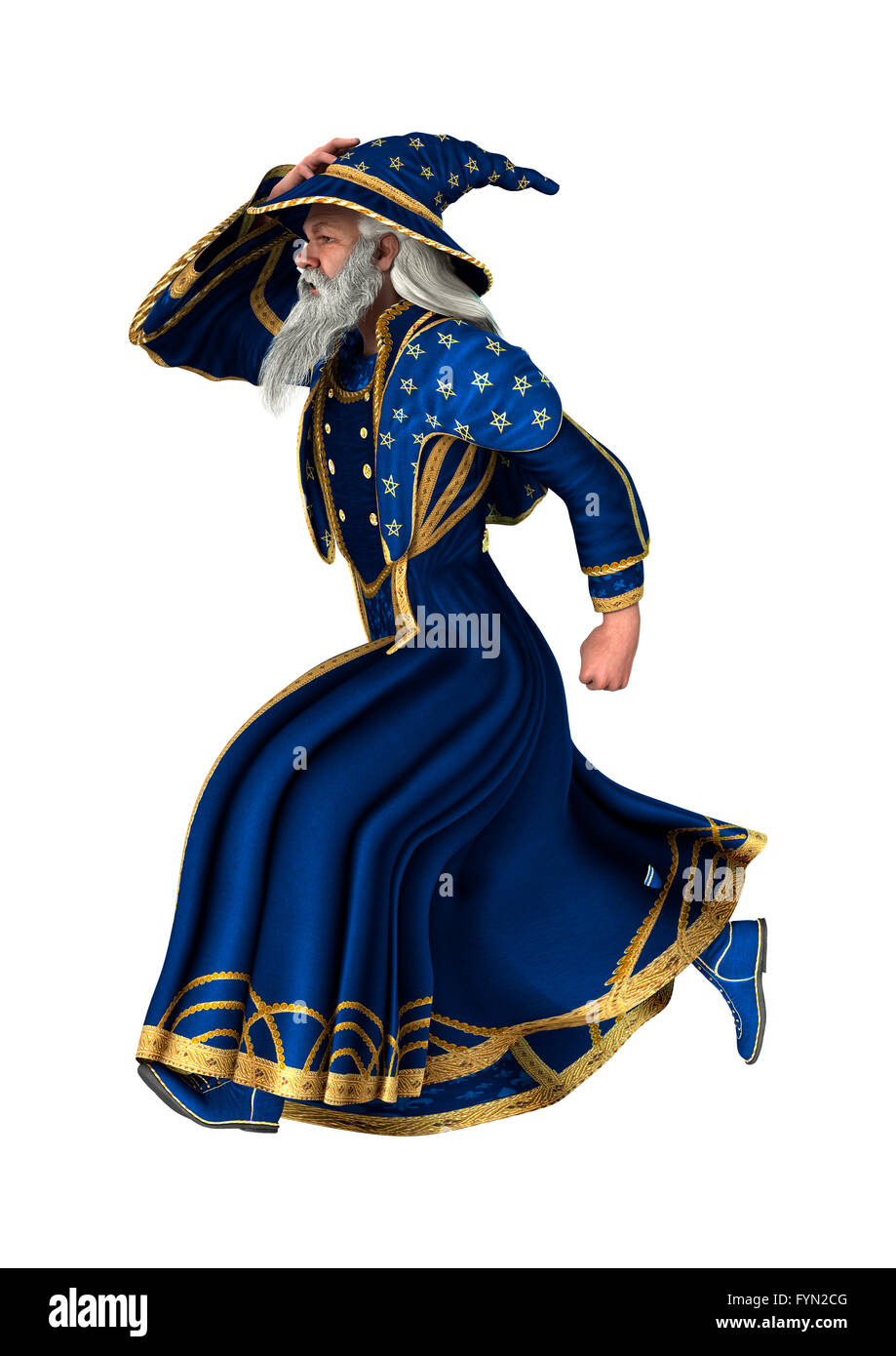 3D Illustration of a fantasy wizard running isolated on white background Stock Photo - Alamy