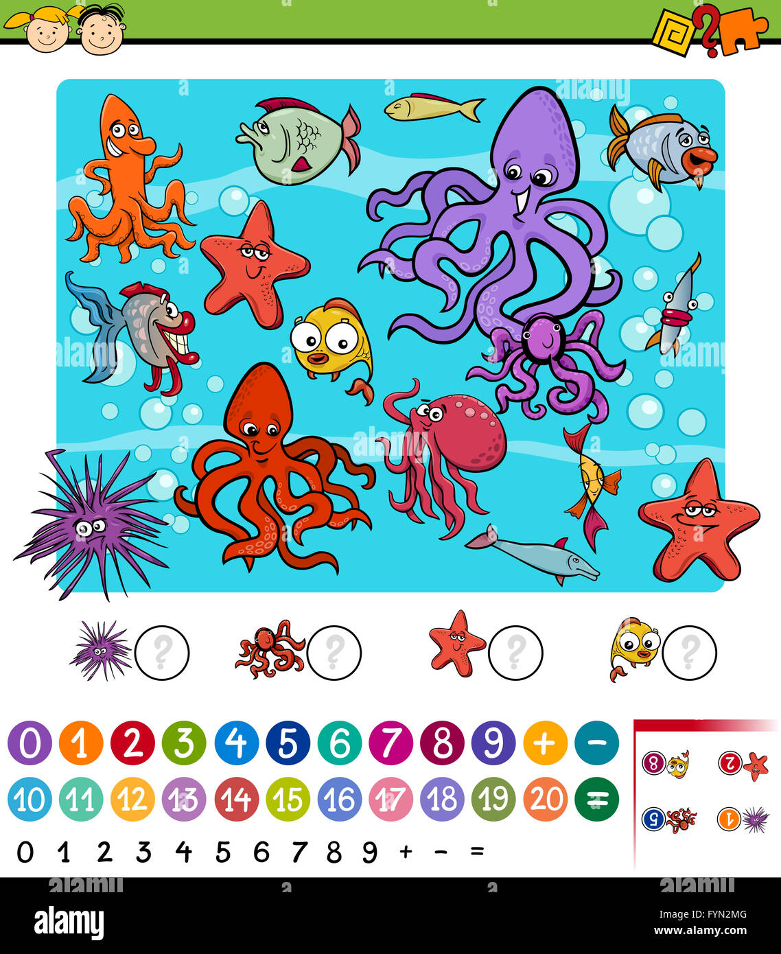 educational math game cartoon Stock Photo - Alamy