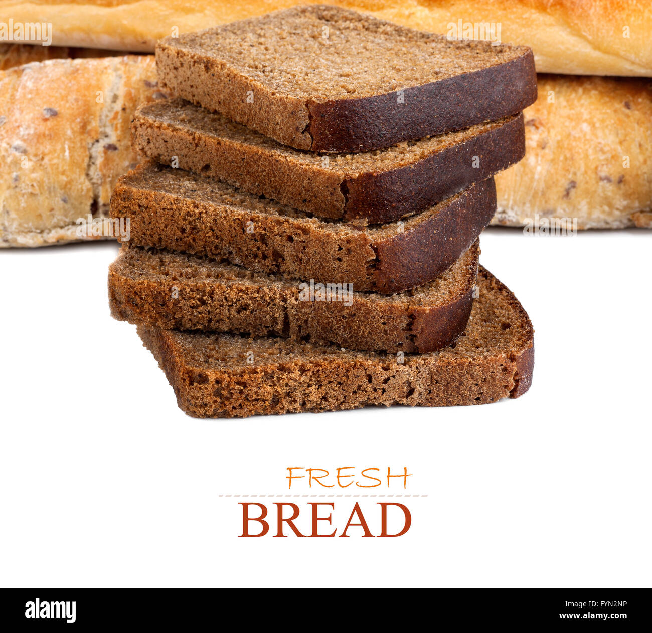 Sliced rye bread and two loaves of wheat flour Stock Photo - Alamy