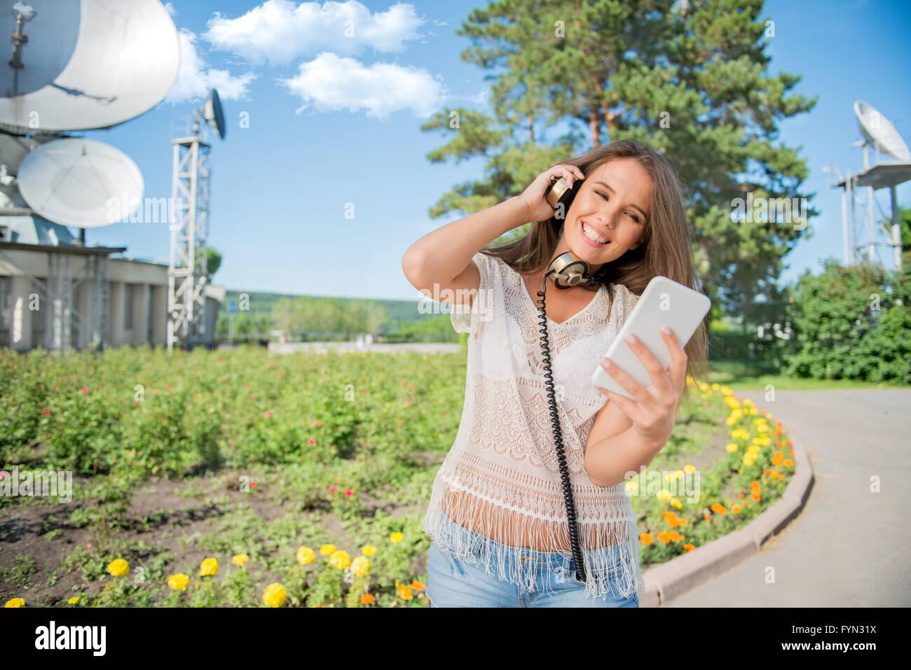 Surfing internet with fun Stock Photo - Alamy