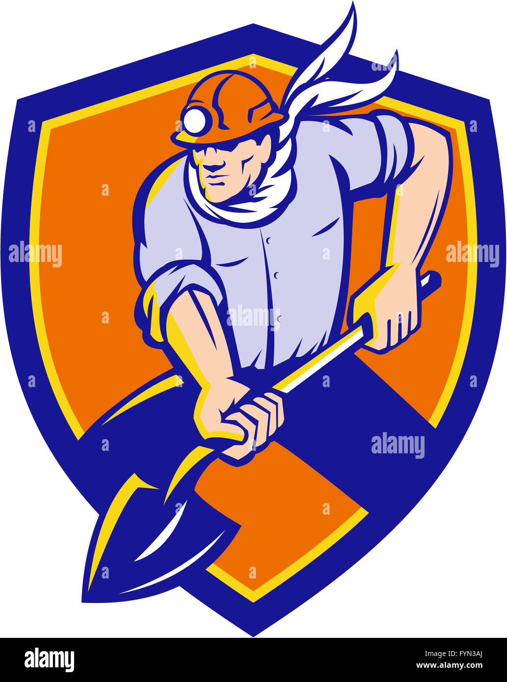 Coal Miner Shovel Digging Shield Retro Stock Photo - Alamy