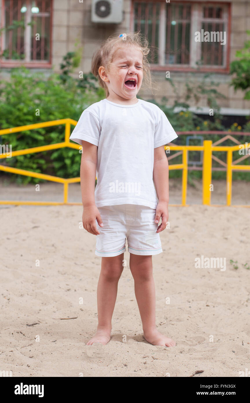 The three-year girl crying on the playground Stock Photo - Alamy