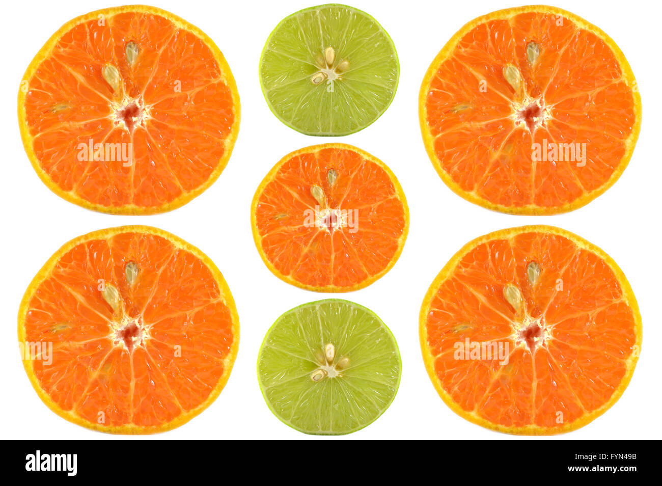 Halves of orange and lime on white background Stock Photo - Alamy