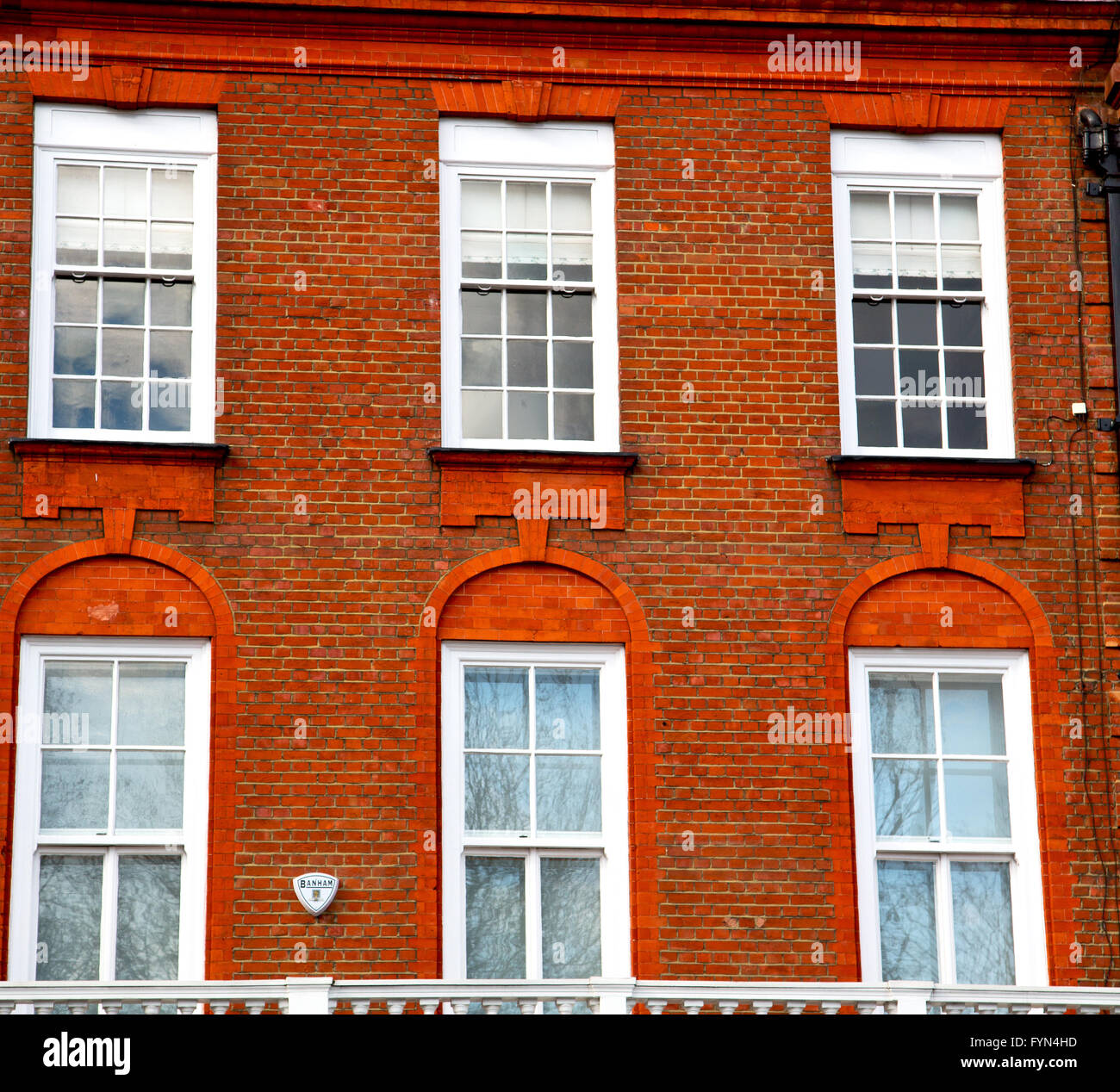 in europe london old red brick wall and historical window Stock Photo ...