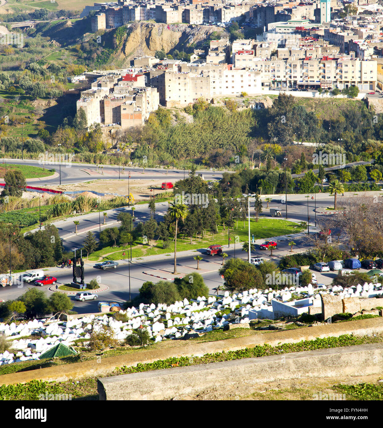 from high in the village morocco africa field and constructions Stock ...