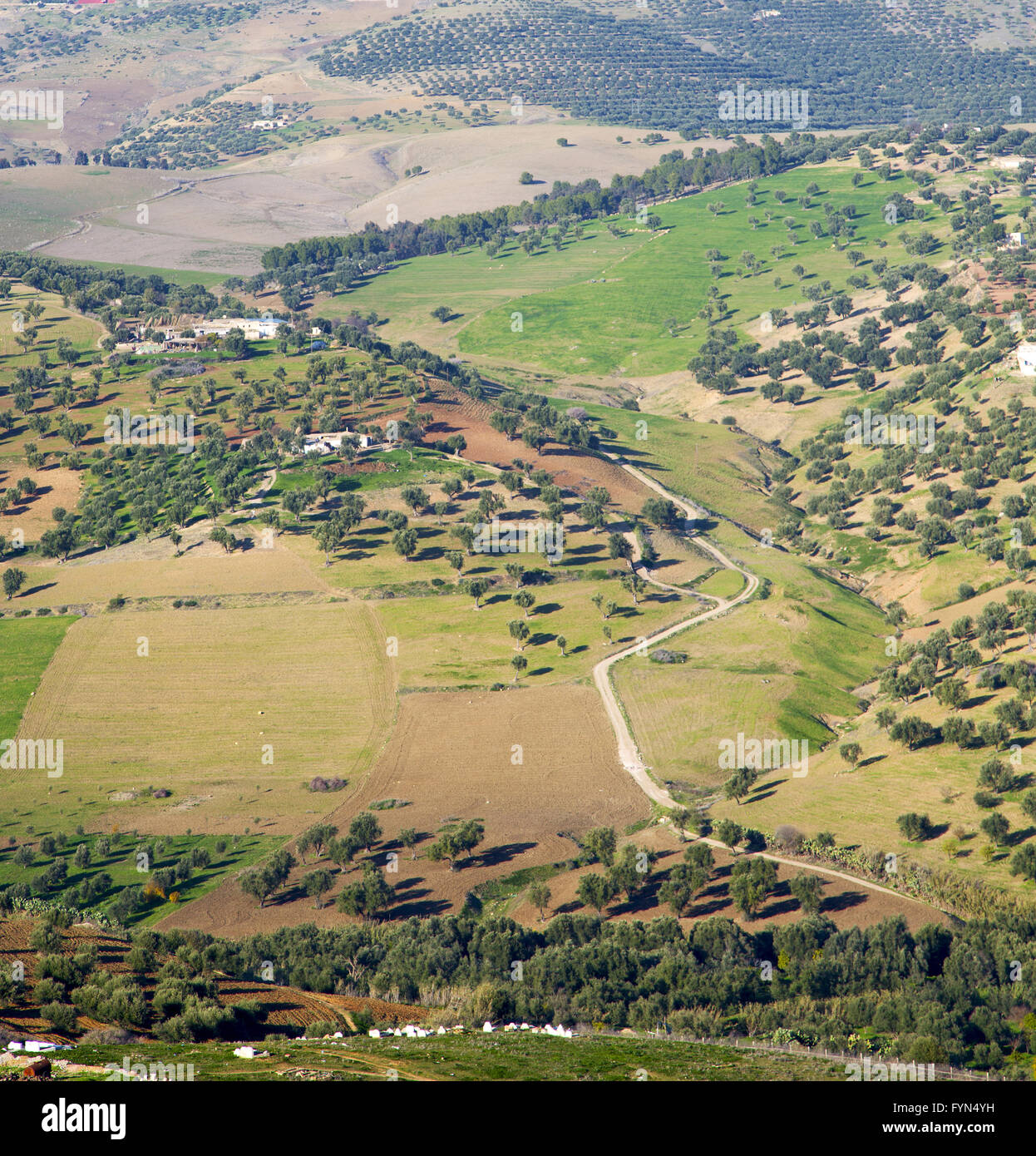 from high in the village morocco africa field and constructions Stock ...