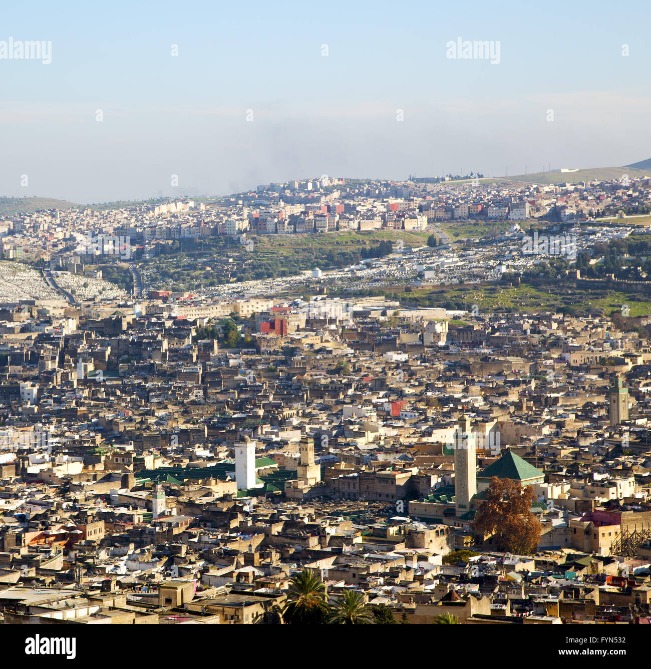 from high in the village morocco africa field and constructions Stock ...