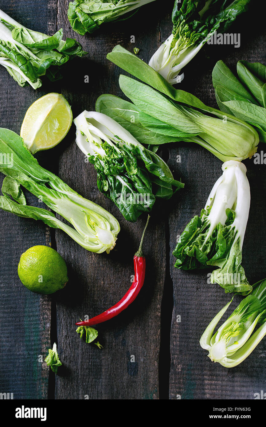 Assortment of raw bok choy Stock Photo - Alamy
