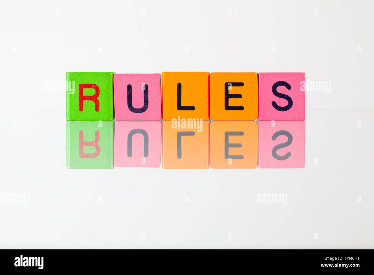 Rules - an inscription from children's wooden blocks Stock Photo - Alamy