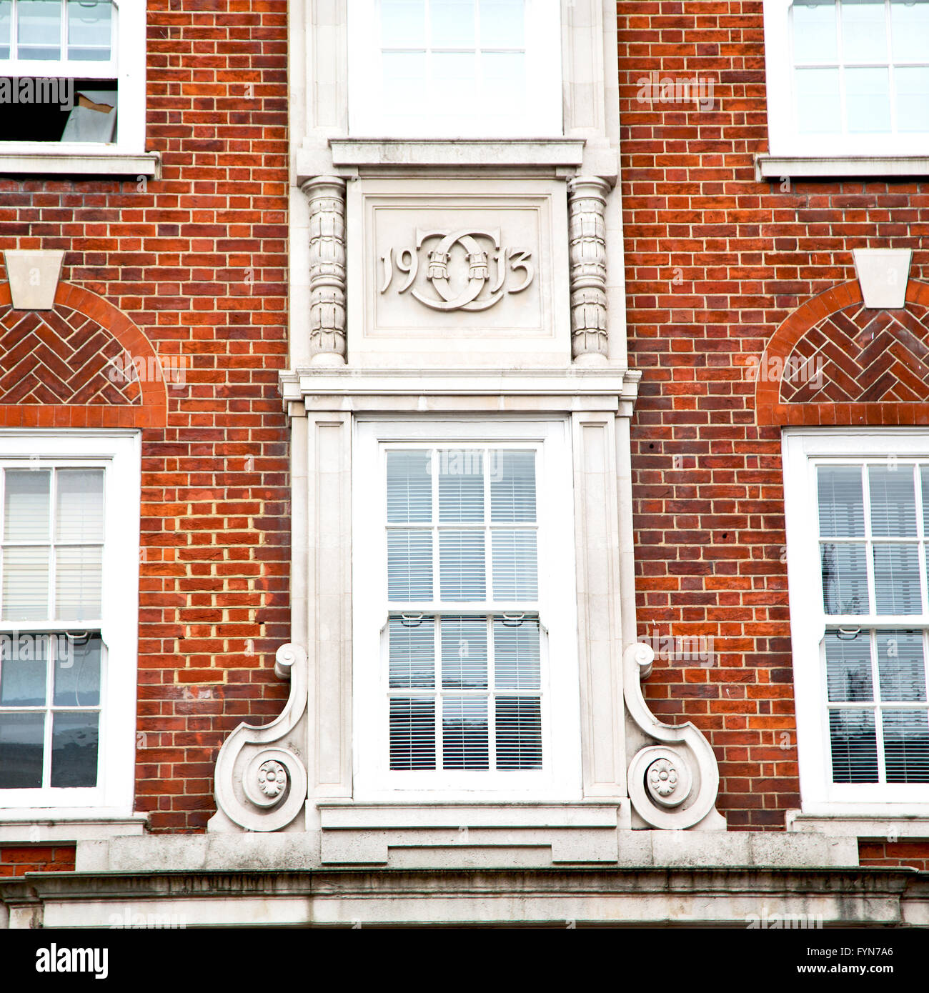 old window in europe london red brick wall and historical Stock Photo ...
