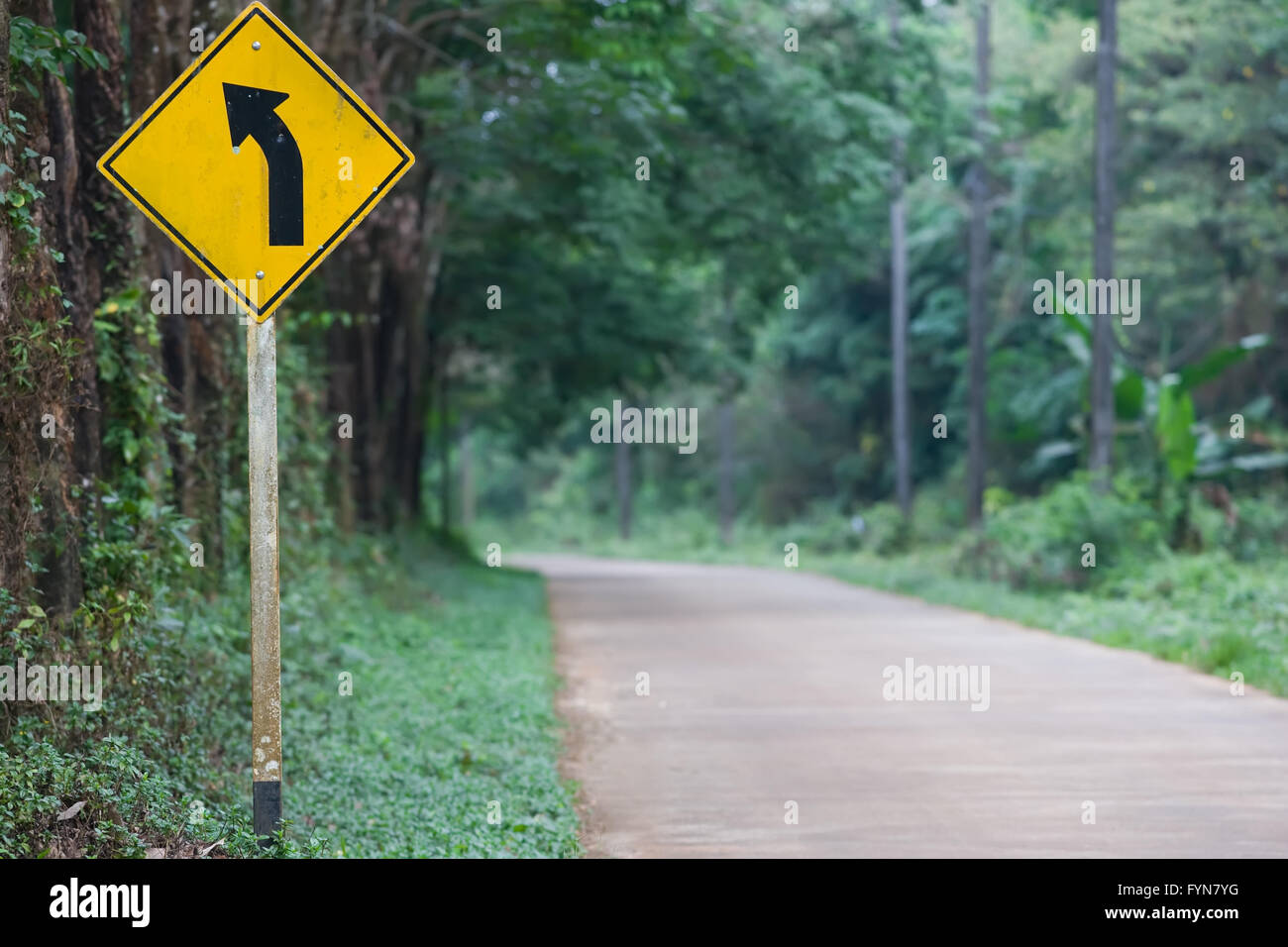 Left Curve Ahead Stock Photo - Alamy