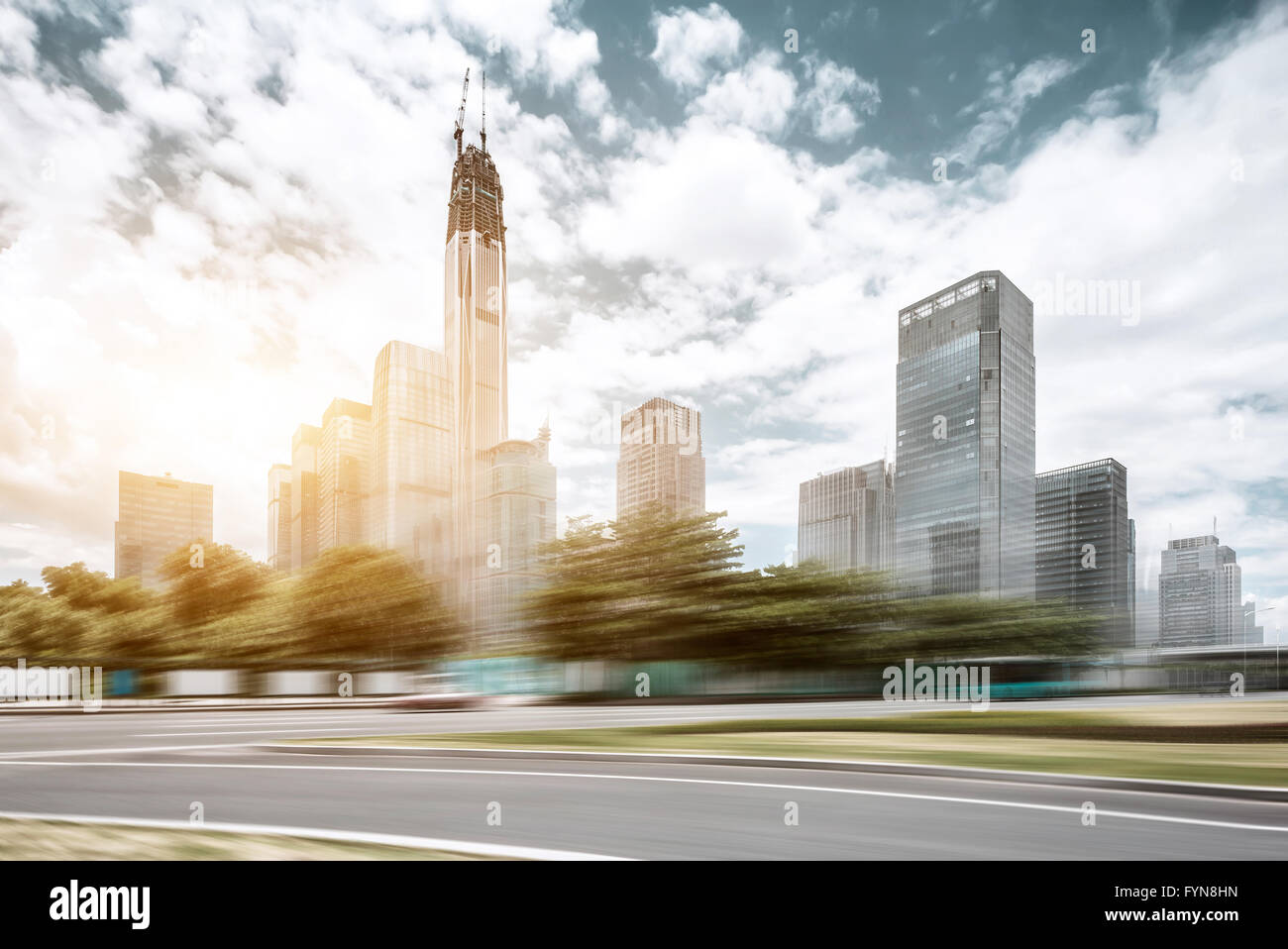 modern city street and skyscrapers Stock Photo - Alamy