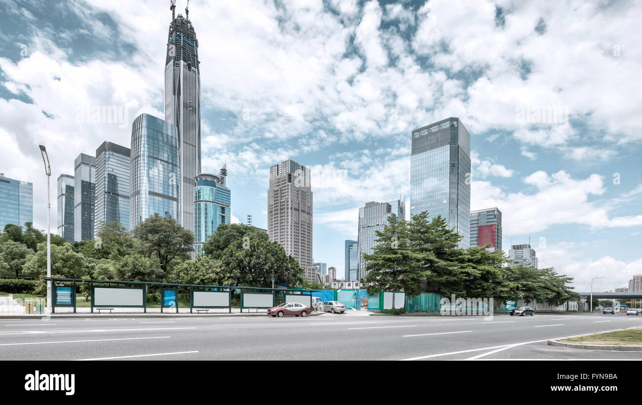 modern city street and skyscrapers Stock Photo - Alamy