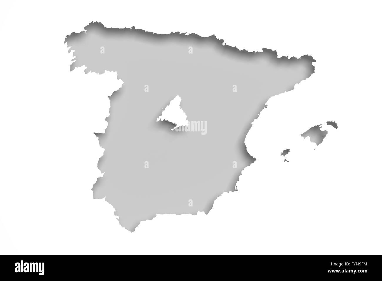 3d rendering of contour of Spanish map and its capital - Madrid on ...