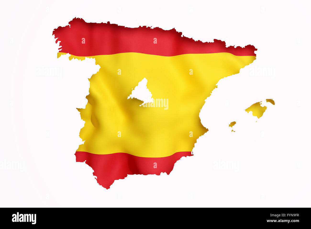 3d rendering contour of Spanish map with Madrid city.Spanish flag on ...
