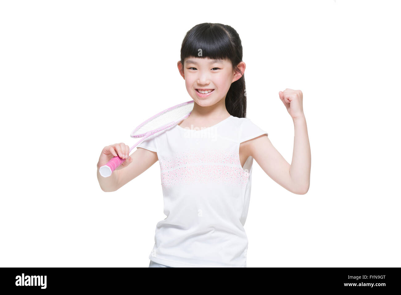 Cute girl playing badminton Stock Photo - Alamy