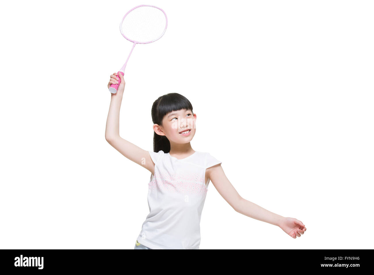 Cute girl playing badminton Stock Photo - Alamy