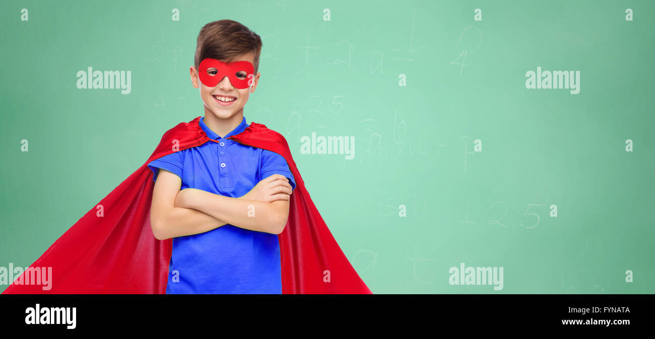 boy in red super hero cape and mask Stock Photo - Alamy