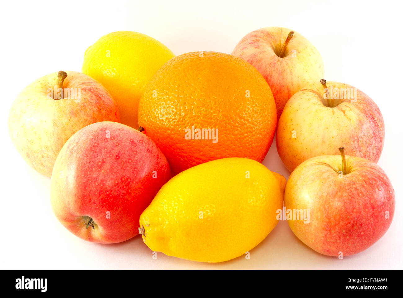 Apples, orange and lemon Stock Photo - Alamy
