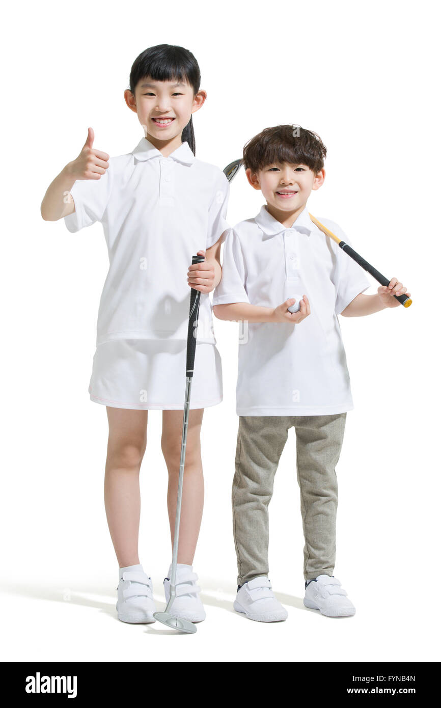 Cute children playing golf Stock Photo - Alamy
