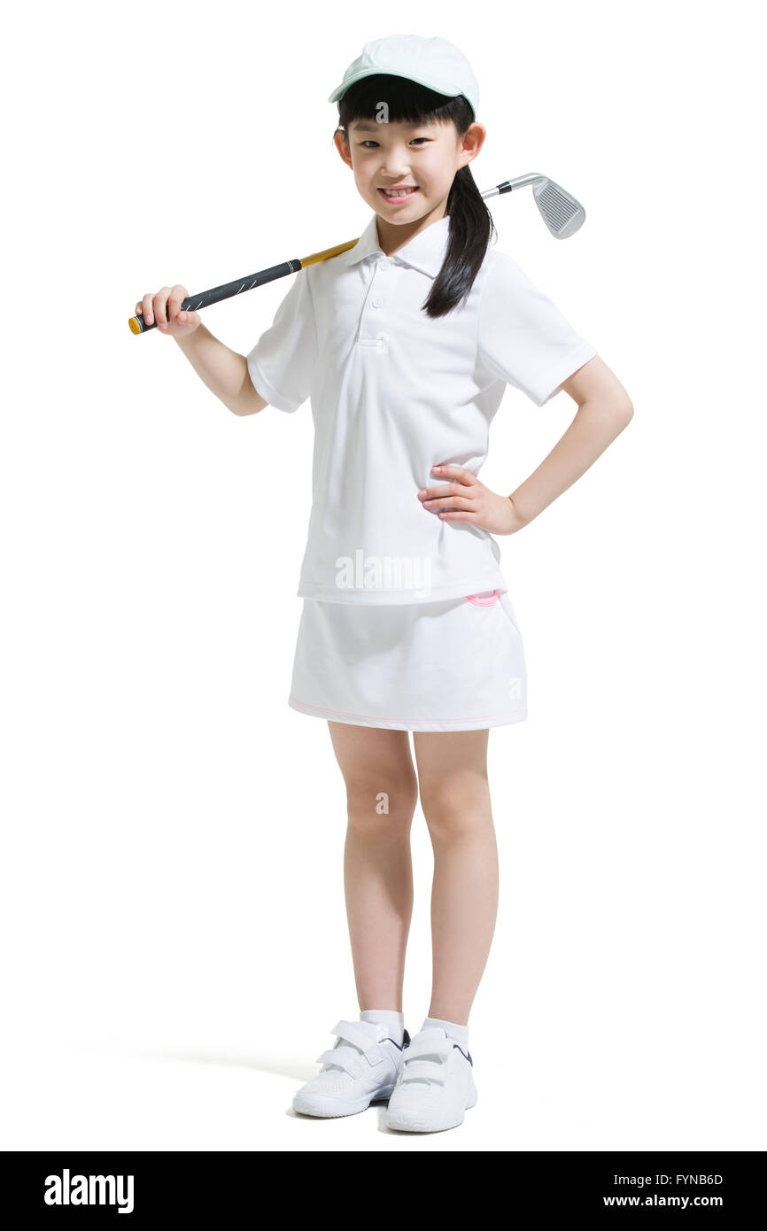 Cute girl playing golf Stock Photo - Alamy