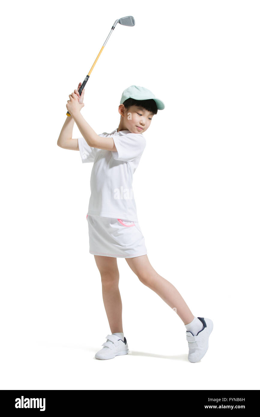 Cute girl playing golf Stock Photo - Alamy