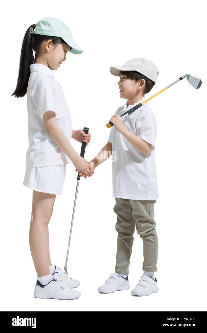 Cute children playing golf Stock Photo - Alamy