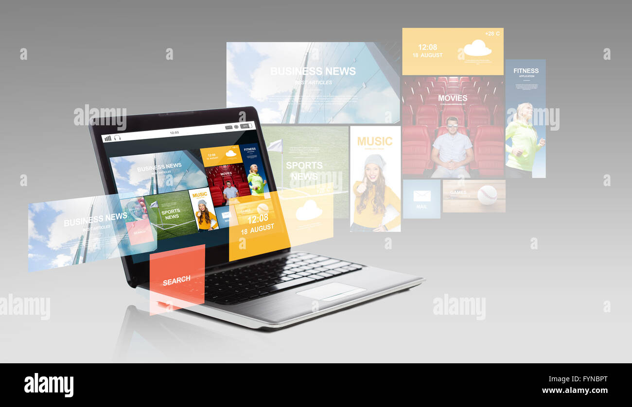 laptop with internet applications on screen Stock Photo - Alamy
