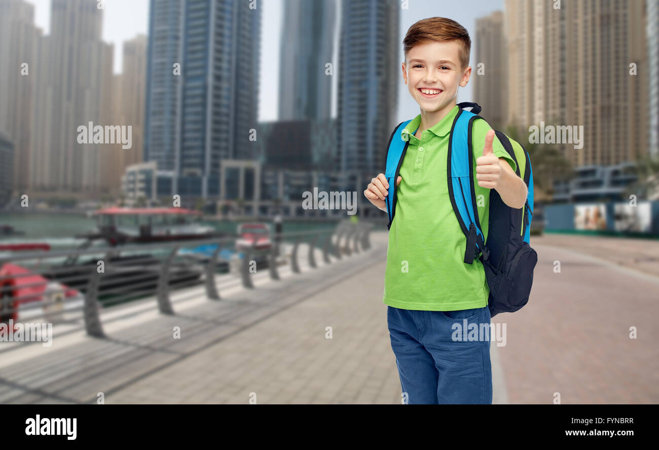 happy student boy with school bag Stock Photo - Alamy