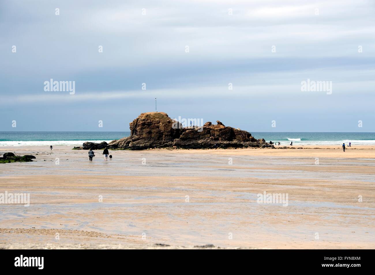 At low tide Perranporth beach and neighbouring Penhale sands join ...