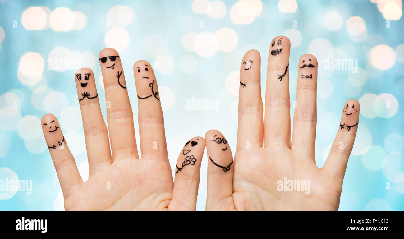 close up of hands and fingers with smiley faces Stock Photo - Alamy