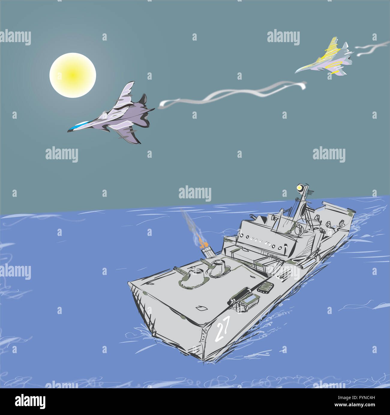 Warship attack hi-res stock photography and images - Alamy