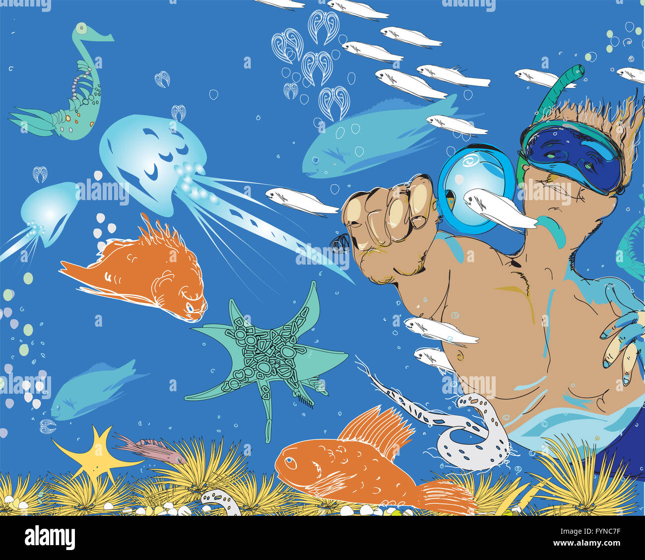 Cartoon deep sea diver illustration hi-res stock photography and images ...