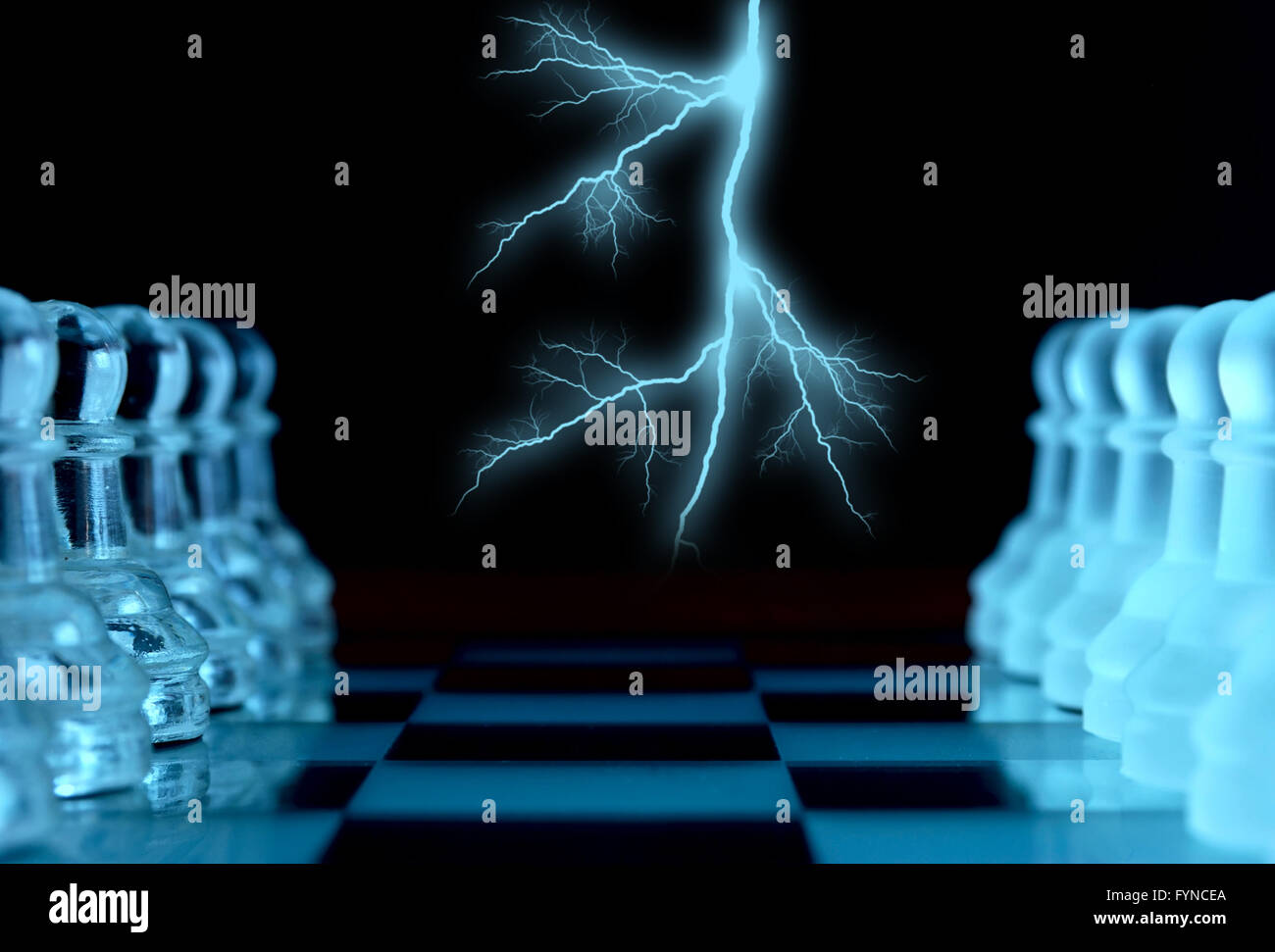 Lightning before chess battle Stock Photo - Alamy
