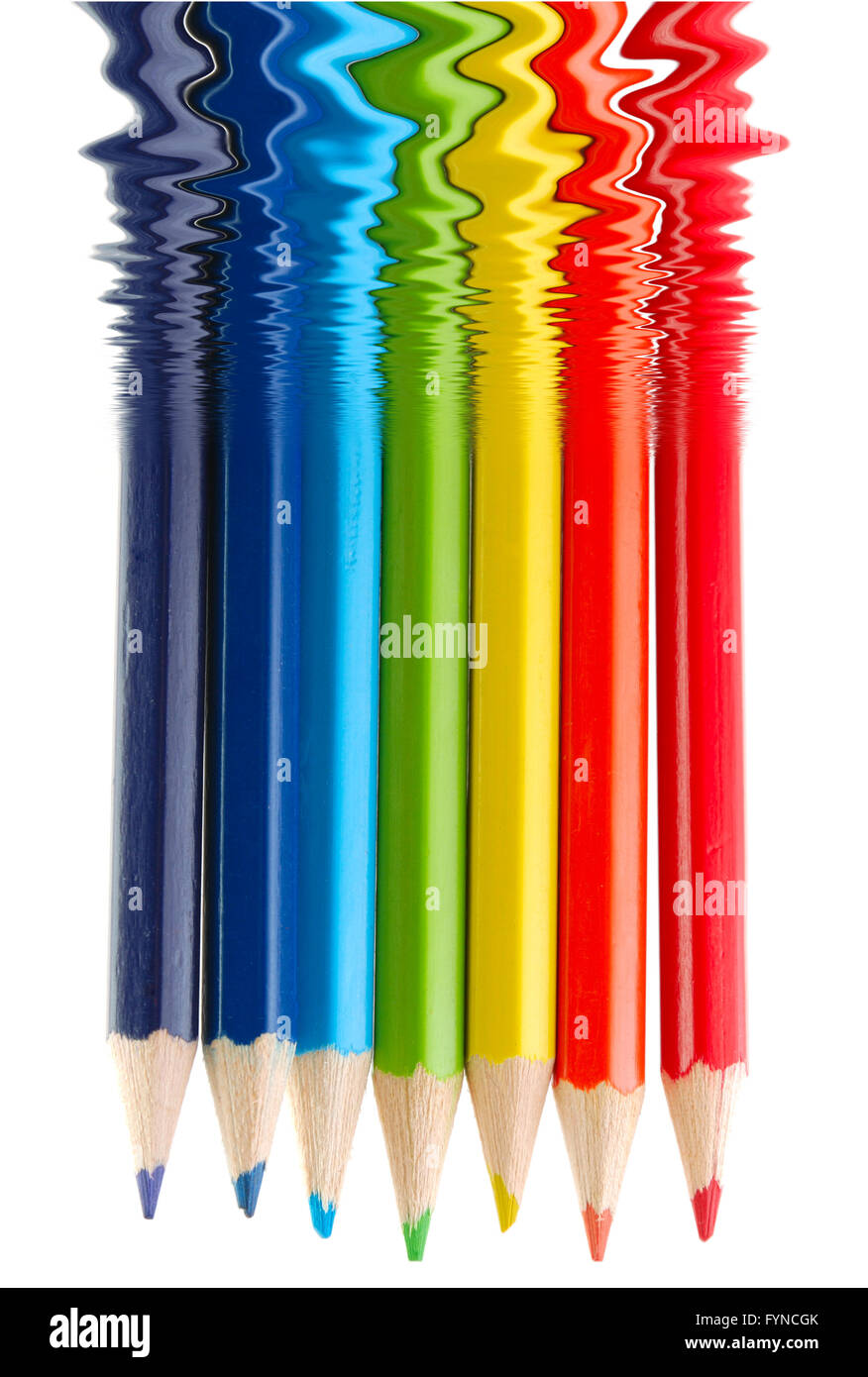 Liquid pencils. Paints is turning into pencils Stock Photo - Alamy