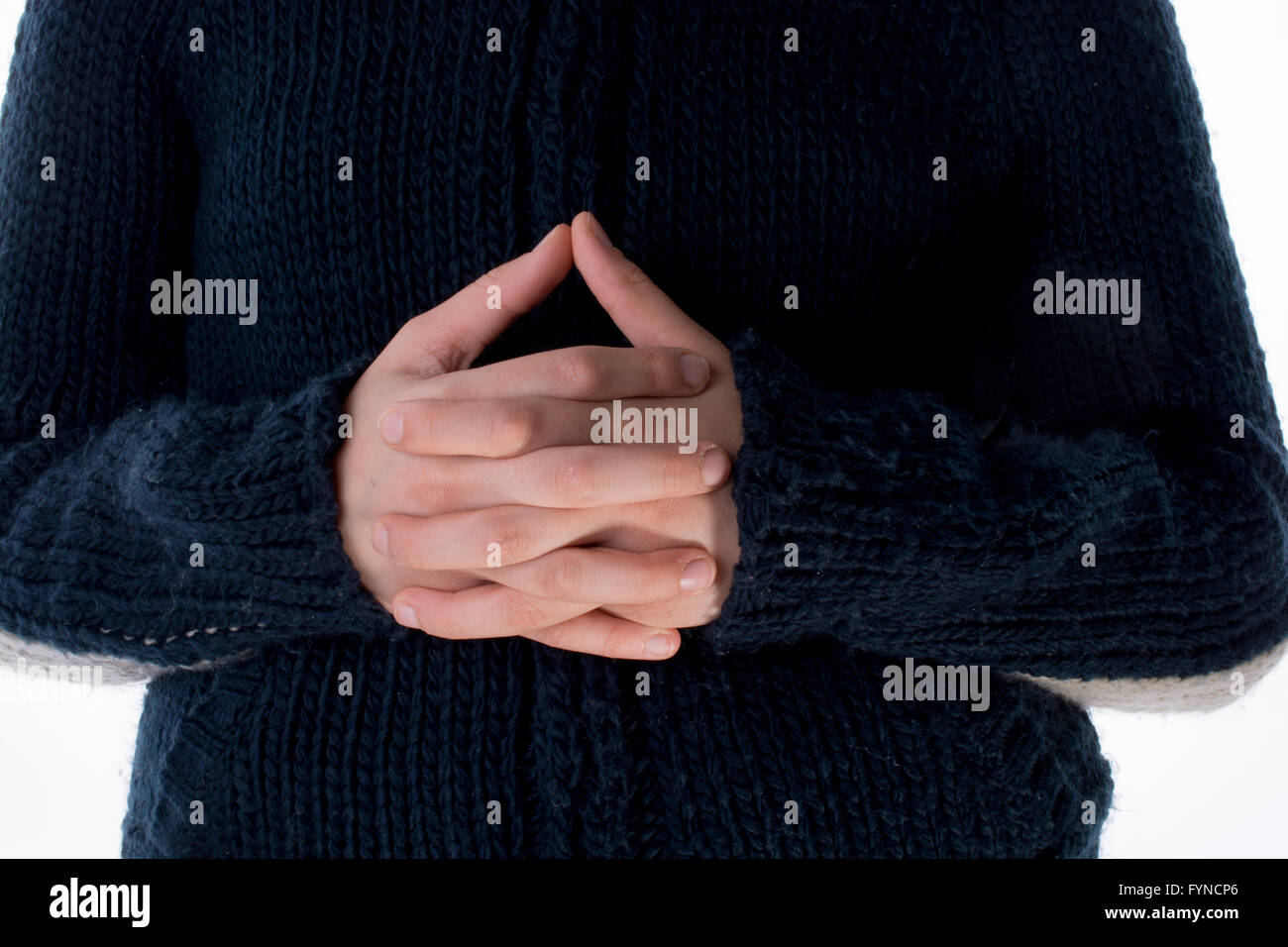 Hand making a gesture on a white background Stock Photo - Alamy