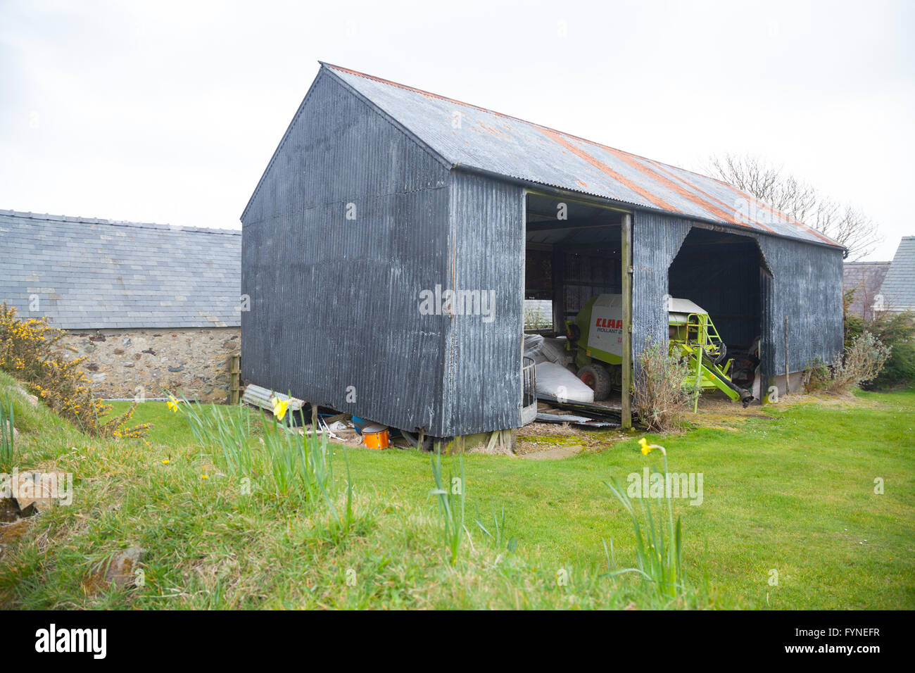 Traditional Welsh farm building at Sarn, Pen Llyn - corrugated metal ...