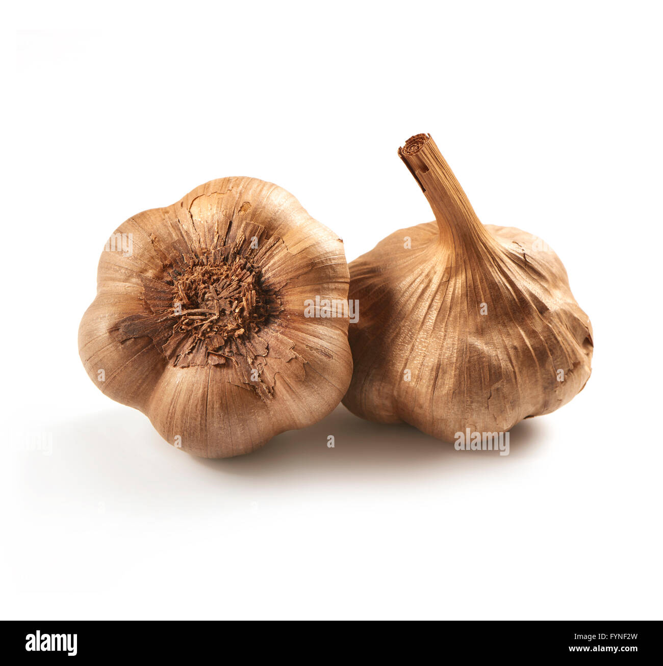 black or brown garlic on a white background with a soft shadow Stock ...