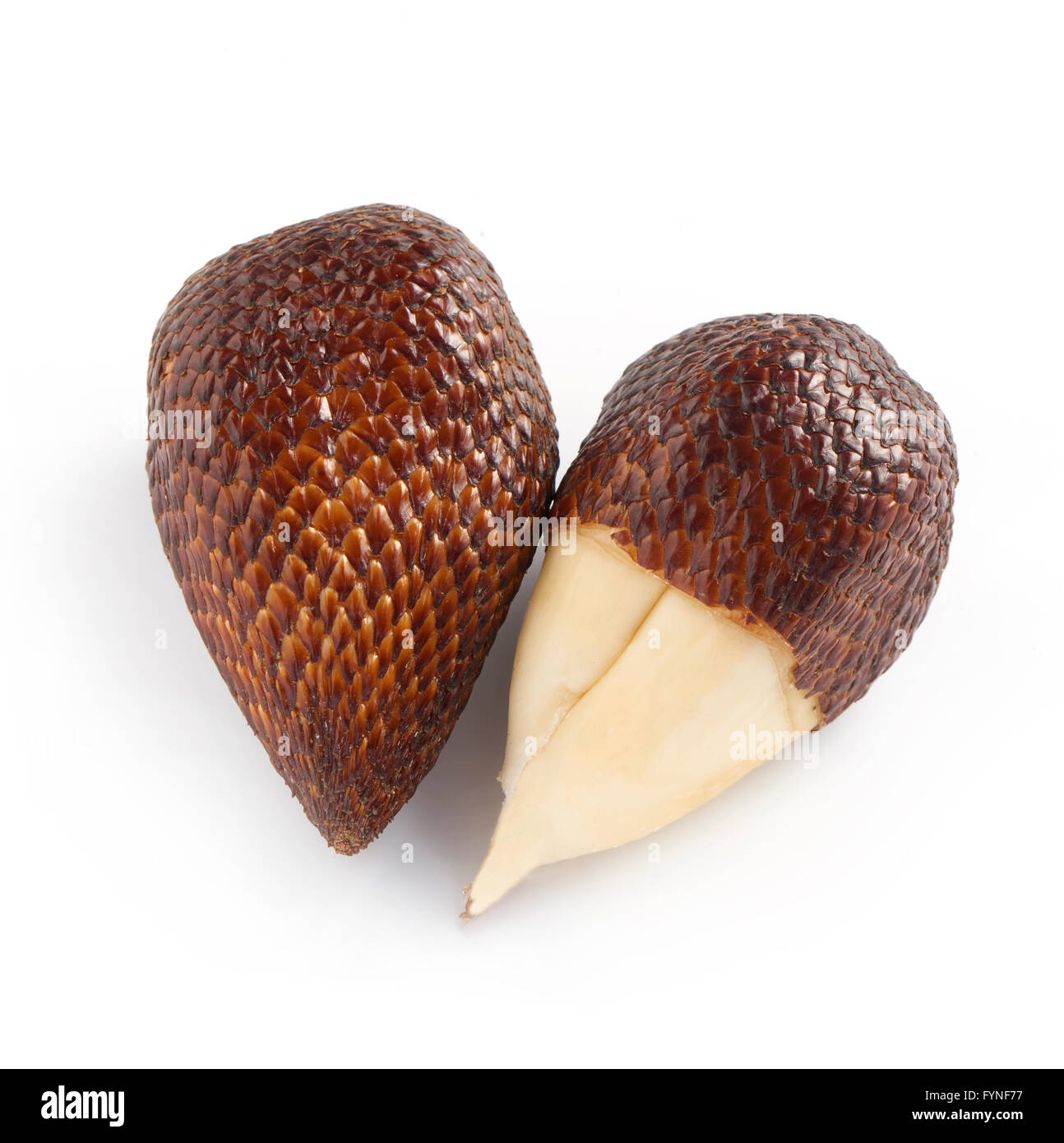 High Angle Still Life of Exotic Salak Palm Fruit on White Background ...
