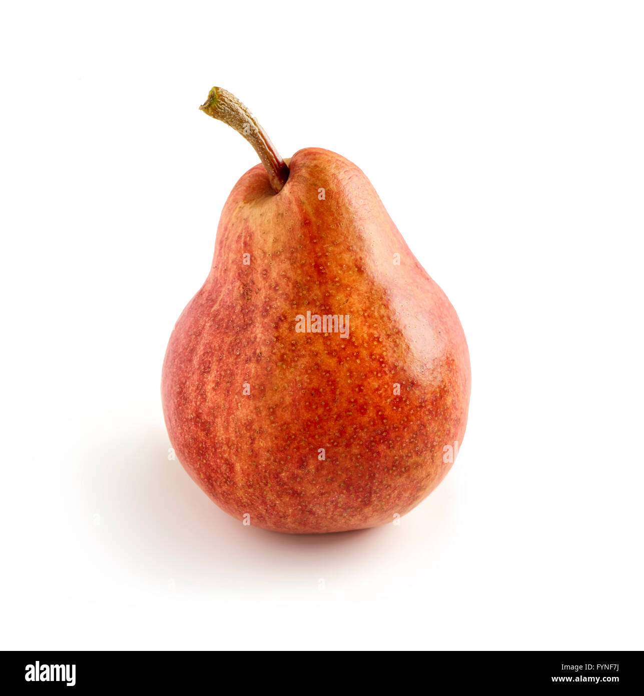 Side Profile View of Single Whole Ripe Pear with Red Skin and Stem on ...
