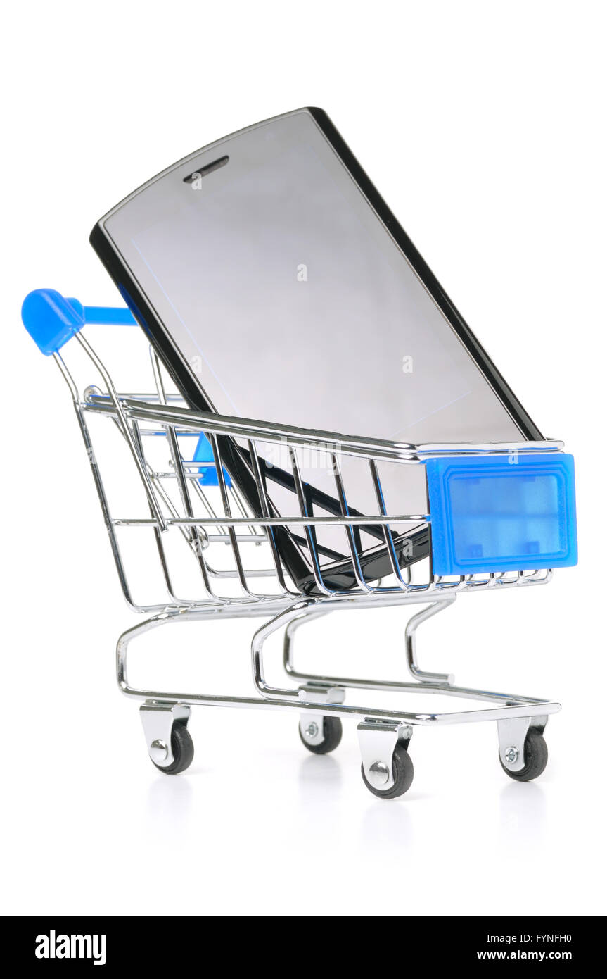 touch screen phone in shopping cart Stock Photo - Alamy